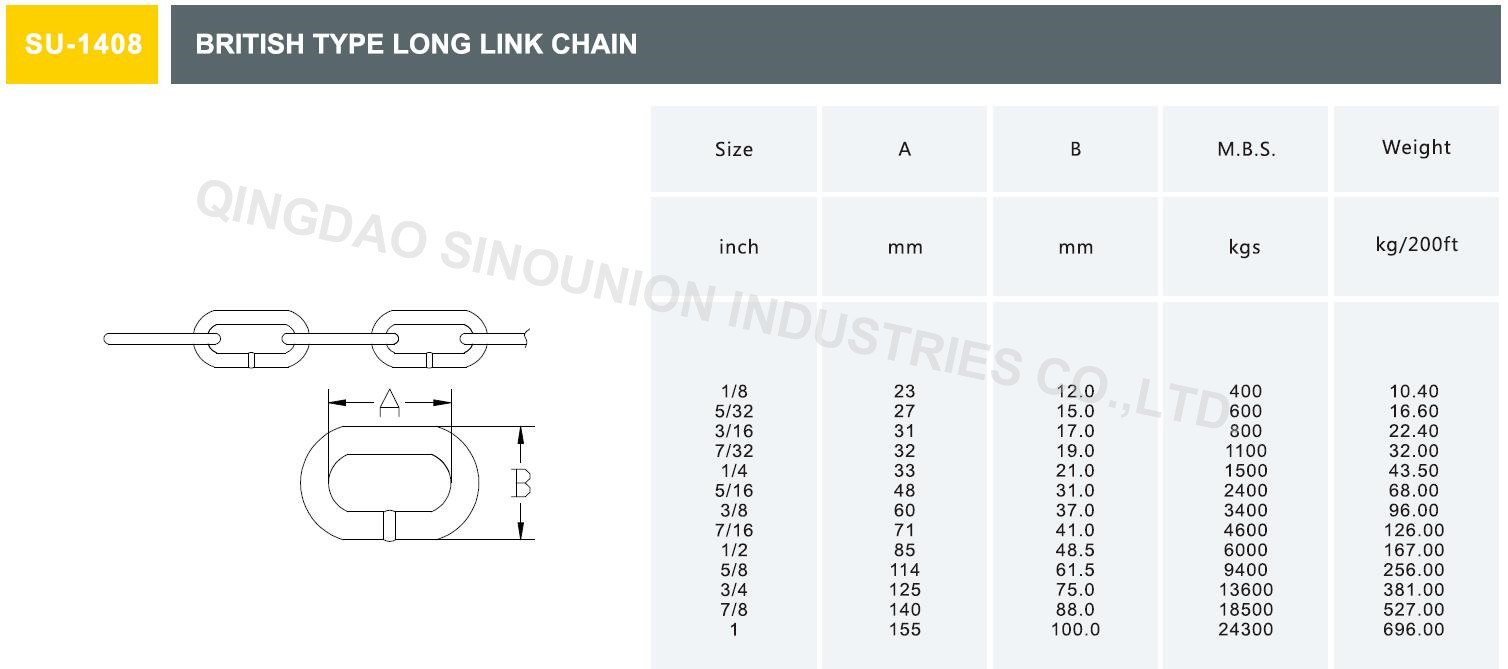 BRITISH TYPE LONG LINK CHAIN,Commercial Link Chain